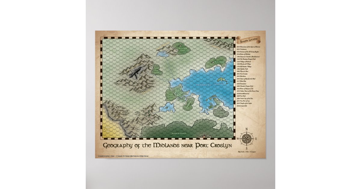 RPG Midlands Regional Map Poster | Zazzle