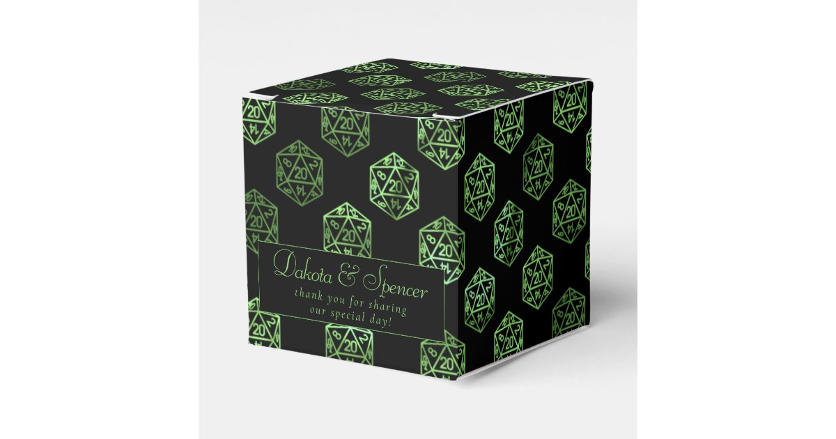 RPG Pattern | Neon Green Gamer Dice Thank You Favor Boxes | Zazzle