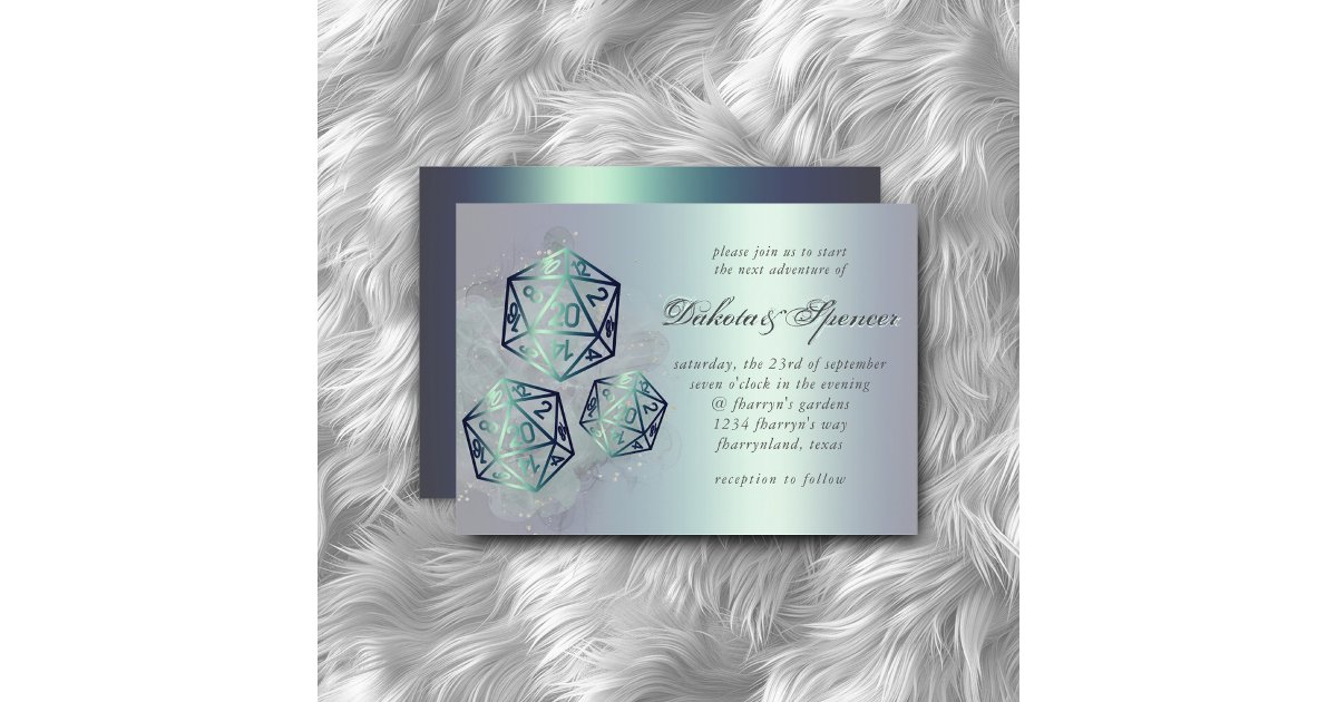 RPG Splash | Teal Sheen Fantasy Tabletop PnP Gamer Invitation | Zazzle