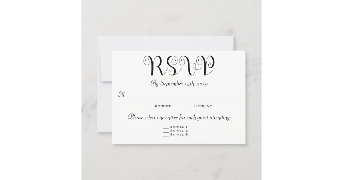 RSVP 3 Entree Choices Reception Card Invitation | Zazzle