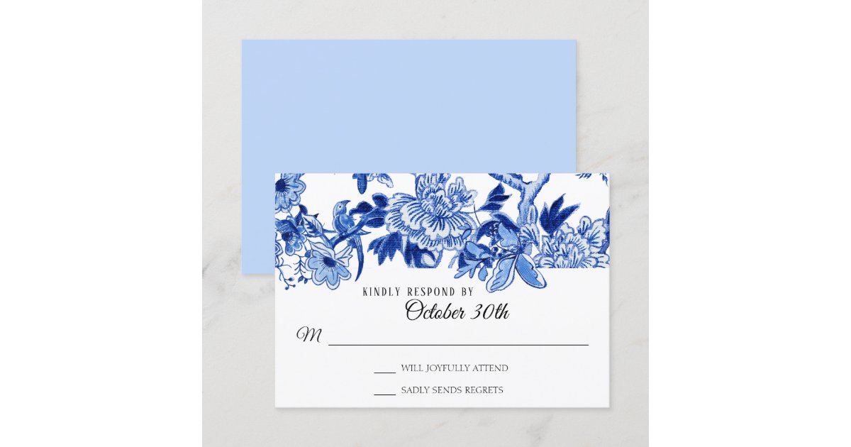 RSVP Asian Influence Light Blue Floral Chinoiserie Invitation | Zazzle