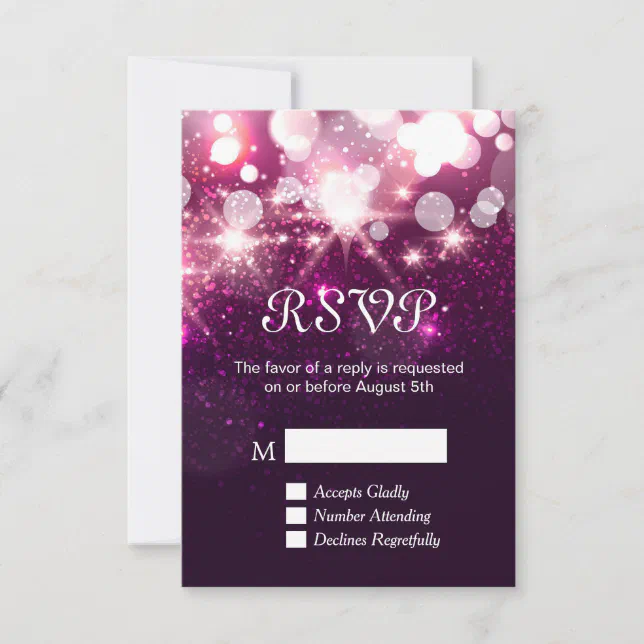 RSVP Card - Beauty Pink Glitter Sparkles | Zazzle