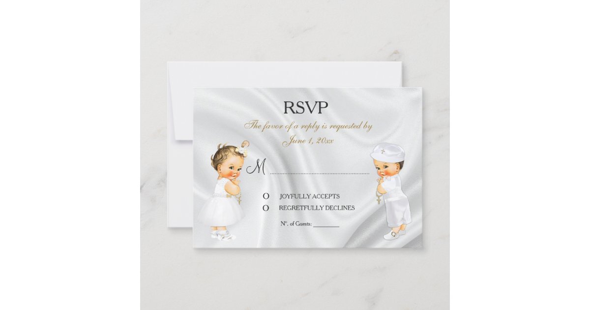 RSVP Card for Baptism Christening Communion | Zazzle