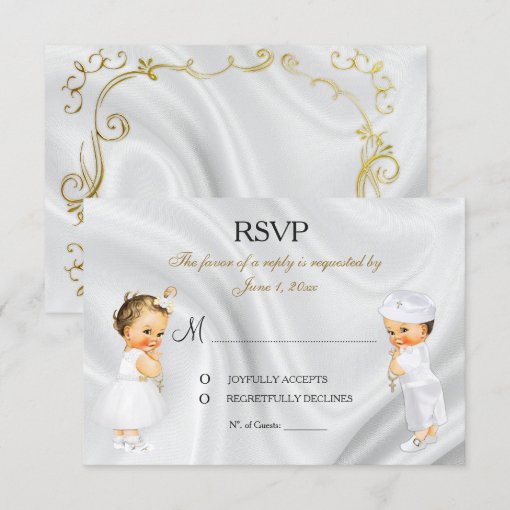RSVP Card for Baptism Christening Communion | Zazzle