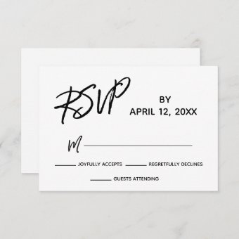 RSVP Casual Handwriting Script BW Wedding Set | Zazzle