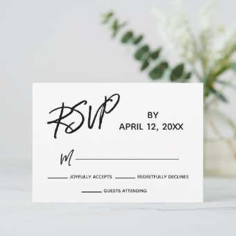 RSVP Casual Handwriting Script BW Wedding Set | Zazzle
