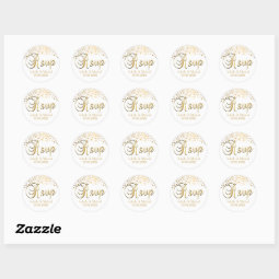 RSVP | Gold Dots | Personalize Classic Round Sticker | Zazzle