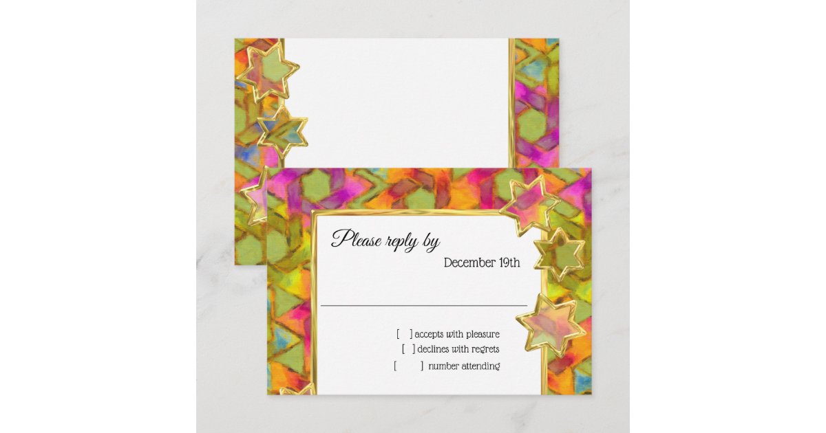 RSVP Gold Star Abstract Star Damask Invitation | Zazzle