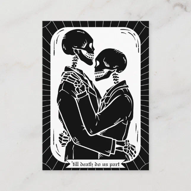 RSVP Gothic Skeletons Till Death Wedding QR code Enclosure Card | Zazzle