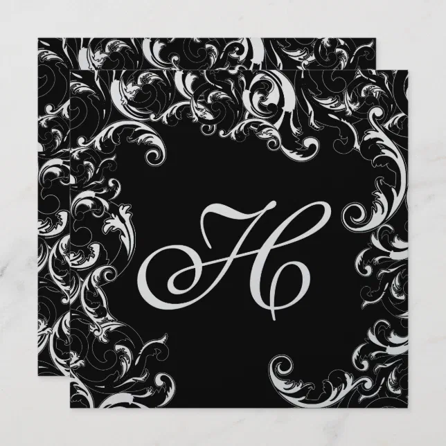 RSVP Included on Card- Fancy Swirl Wedding Invite | Zazzle