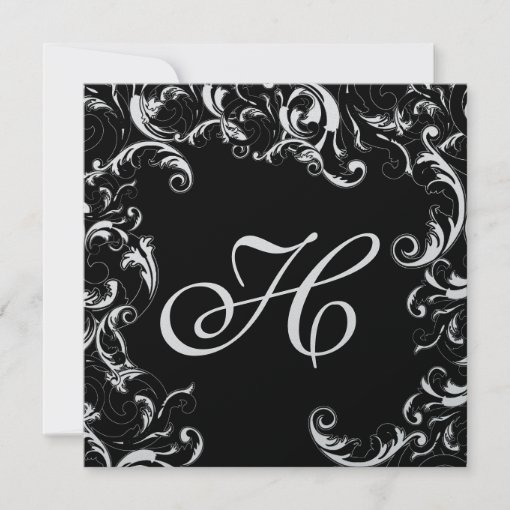 RSVP Included on Card- Fancy Swirl Wedding Invite | Zazzle