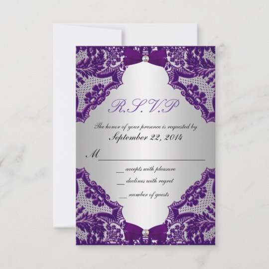 RSVP Purple and Silver Wedding Invitation | Zazzle.com