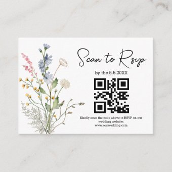 rsvp qr code wildflowers botanical wedding enclosure card | Zazzle