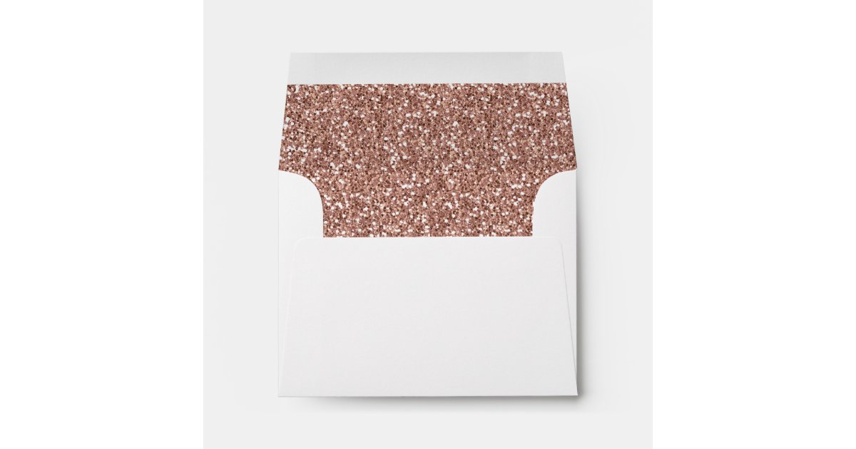 RSVP Response Rose Gold Glitter Inside A2 Envelope | Zazzle