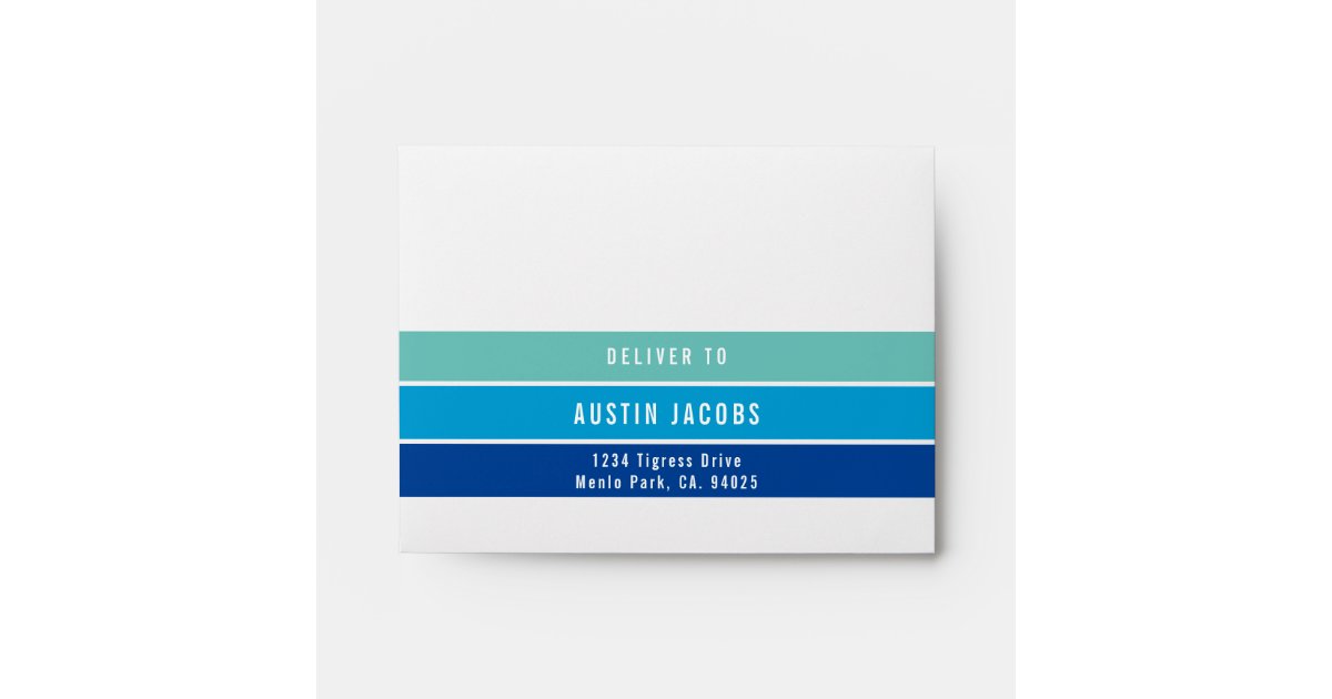 RSVP RETURN ADDRESS modern gradient blue green Envelope | Zazzle