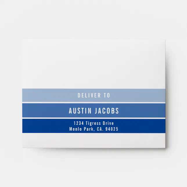 RSVP RETURN ADDRESS modern gradient royal blue Envelope | Zazzle