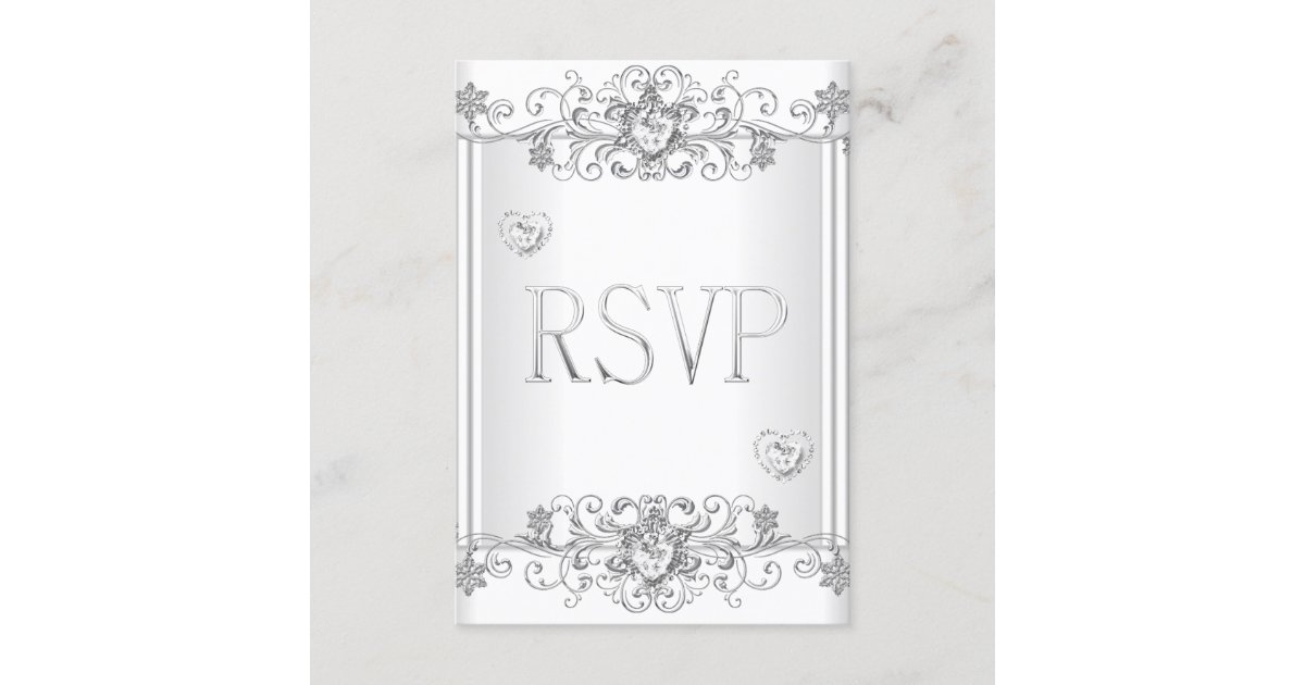 RSVP Silver White Diamond Hearts 2 | Zazzle.com