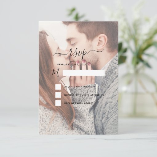 RSVP Transparent Photo Wedding and Typography Invitation | Zazzle