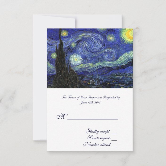 RSVP, wedding acceptance card, Starry Night RSVP Card | Zazzle.com