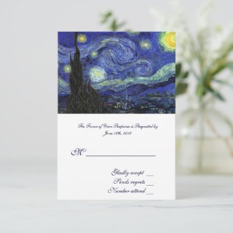 RSVP, wedding acceptance card, Starry Night RSVP Card | Zazzle