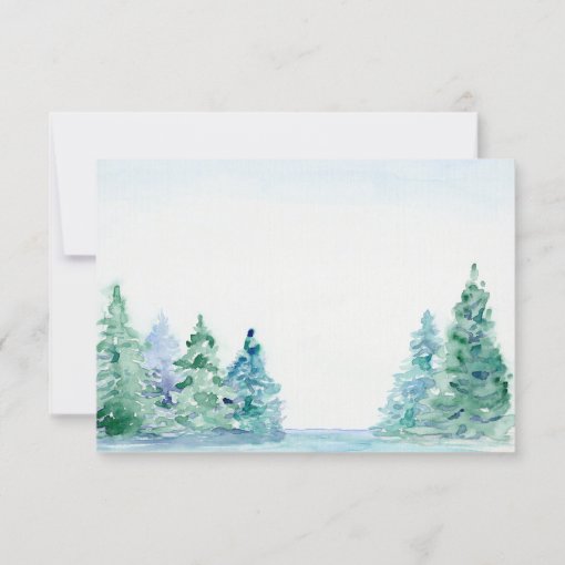 RSVP Wedding Blue Lake w Mountain Pine Trees Invitation | Zazzle