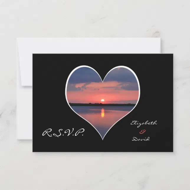 RSVP Wedding Invitation - Sunset in Heart | Zazzle