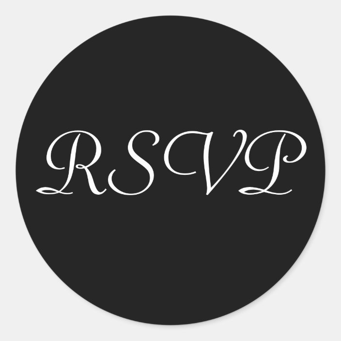 RSVP Wedding Sticker -Black with White Letters | Zazzle.com