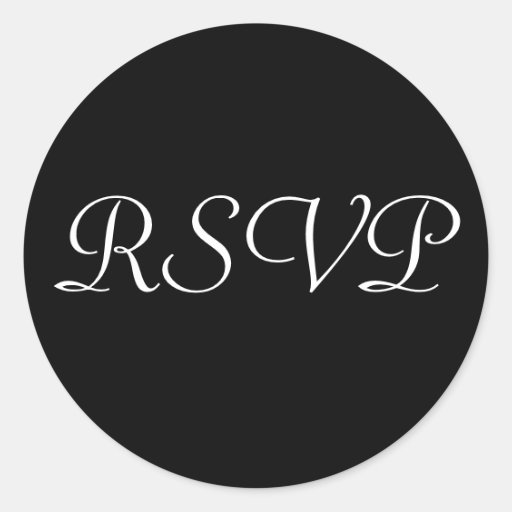 RSVP Wedding Sticker -Black with White Letters | Zazzle