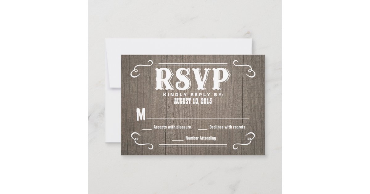 RSVP Western Wood Wedding Reply Cards | Zazzle