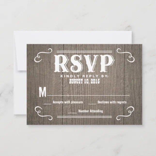 RSVP Western Wood Wedding Reply Cards | Zazzle