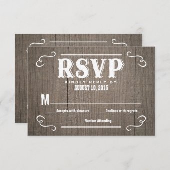 RSVP Western Wood Wedding Reply Cards | Zazzle