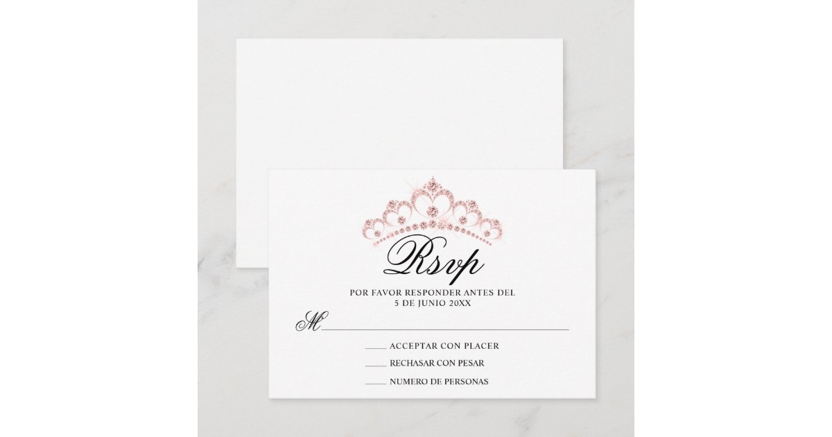 RSVP White Pink Spanish Quinceañera Quince | Zazzle