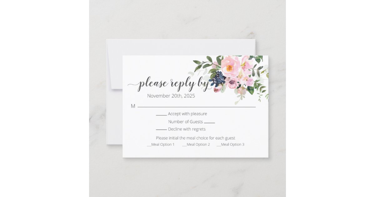RSVP with Meal Options Card | Zazzle