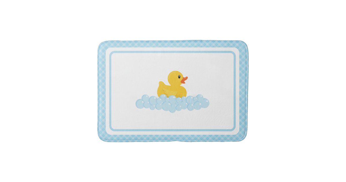 Rubber Duck Bath Mat | Cute Yellow Ducky and Bubbl | Zazzle