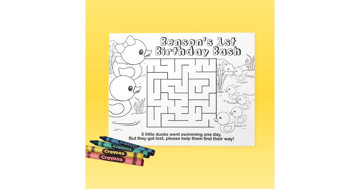 Rubber Duck Birthday Maze Activity Sheet Pack Notepad | Zazzle