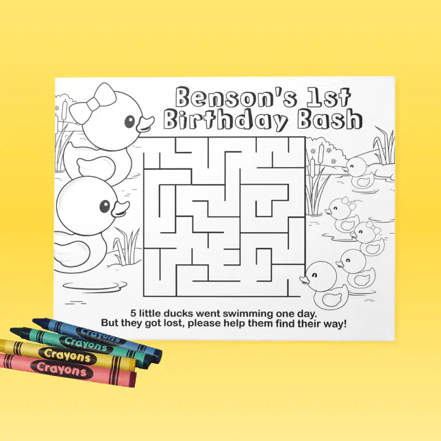 Rubber Duck Birthday Maze Activity Sheet Pack Notepad | Zazzle
