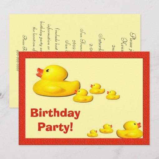 Rubber Duck Birthday Party Invitation | Zazzle