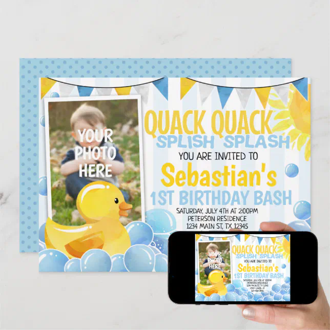 Rubber Duck Birthday Party Invitation Invite | Zazzle