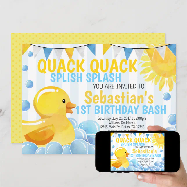 Rubber Duck Birthday Party Invitation Invite | Zazzle