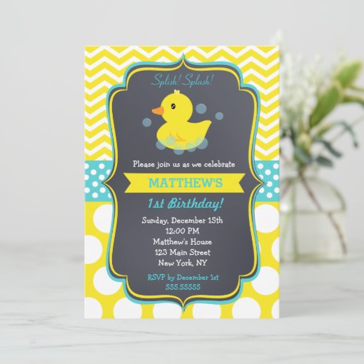 Rubber Duck Birthday Party Invitations | Zazzle
