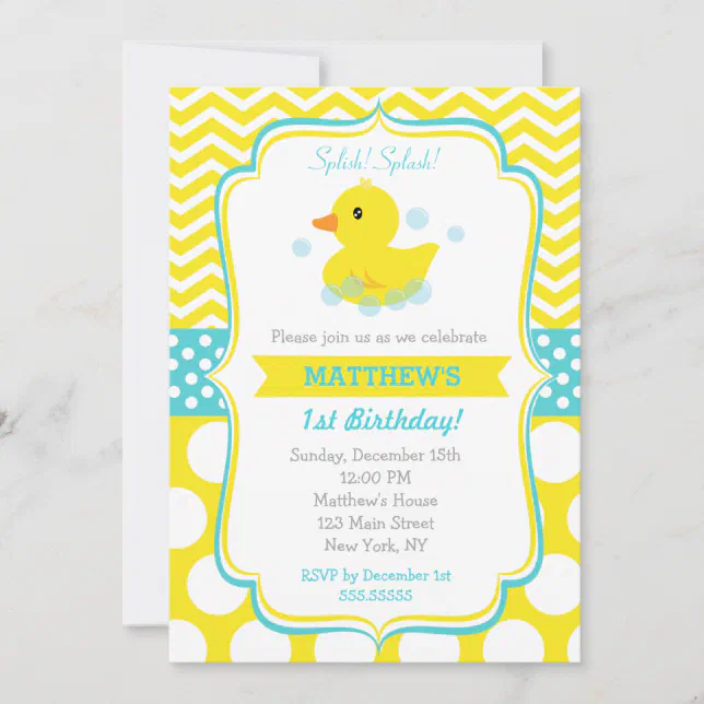 Rubber Duck Birthday Party Invitations | Zazzle