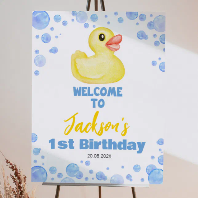 Rubber Duck Birthday Welcome Sign | Zazzle
