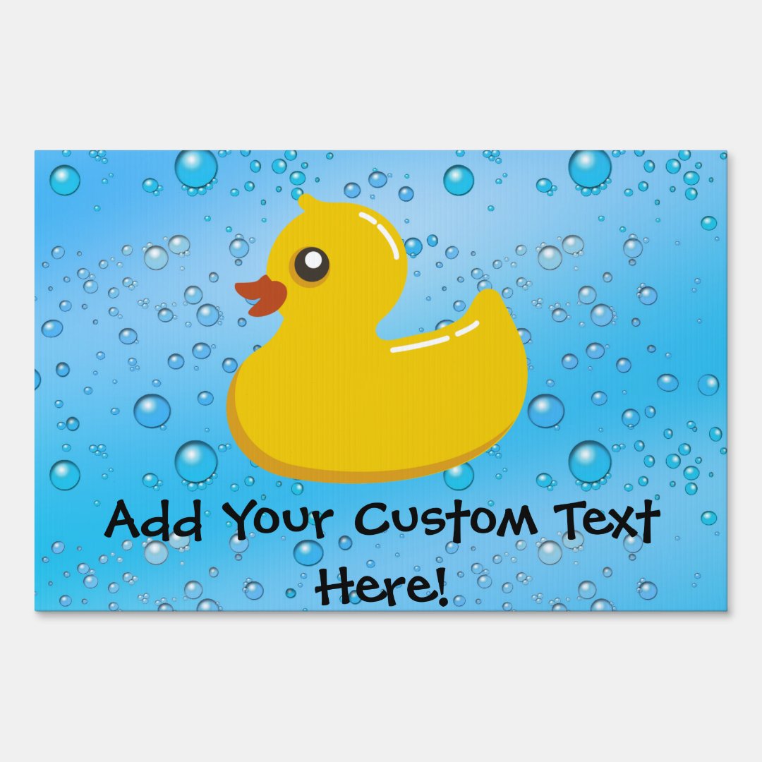 Rubber Duck Blue Bubbles Personalized Kids Sign | Zazzle
