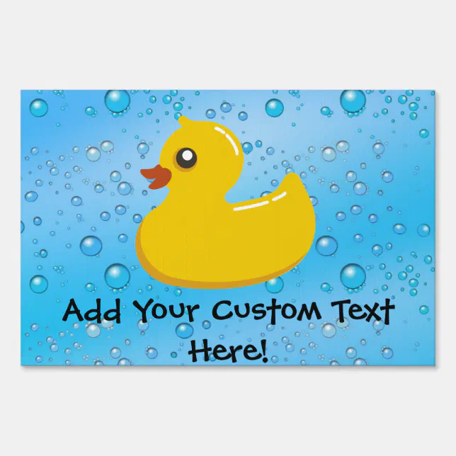 Rubber Duck Blue Bubbles Personalized Kids Sign | Zazzle