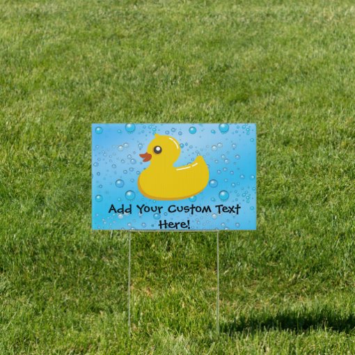 Rubber Duck Blue Bubbles Personalized Kids Sign | Zazzle