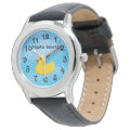 Rubber Duck Blue Bubbles Personalized Kids Watch | Zazzle
