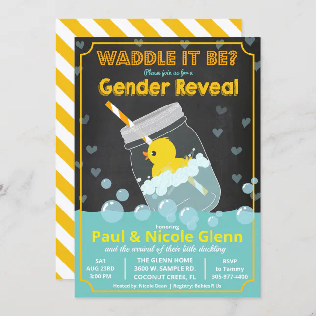 Rubber Duck Gender Reveal Party Invitation Zazzle