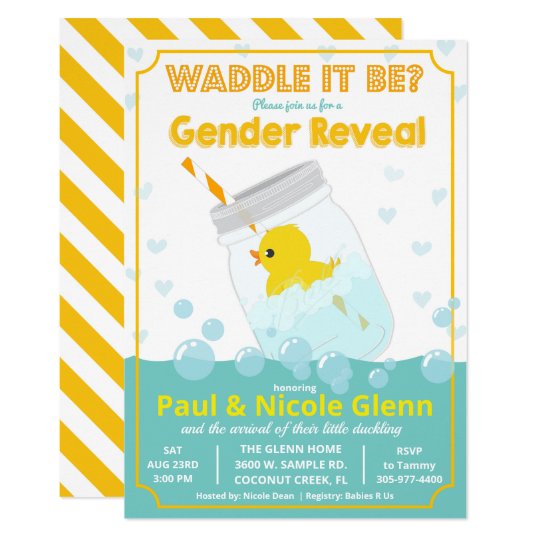 Rubber Duck Gender Reveal Party Invitation