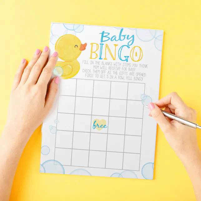Rubber Duck Gift Bingo Baby Shower Game Pack Notepad | Zazzle