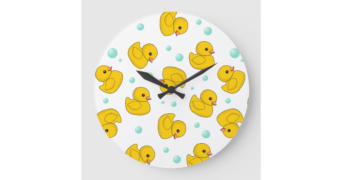 Rubber Duck Pattern Large Clock | Zazzle